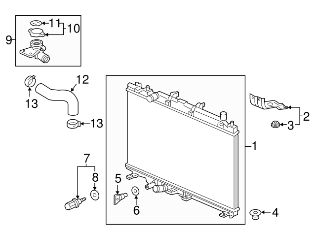 74176-T7W-A00 - Bracket, L Radiator Mounting (Upper) - 2016-2020 Honda ...