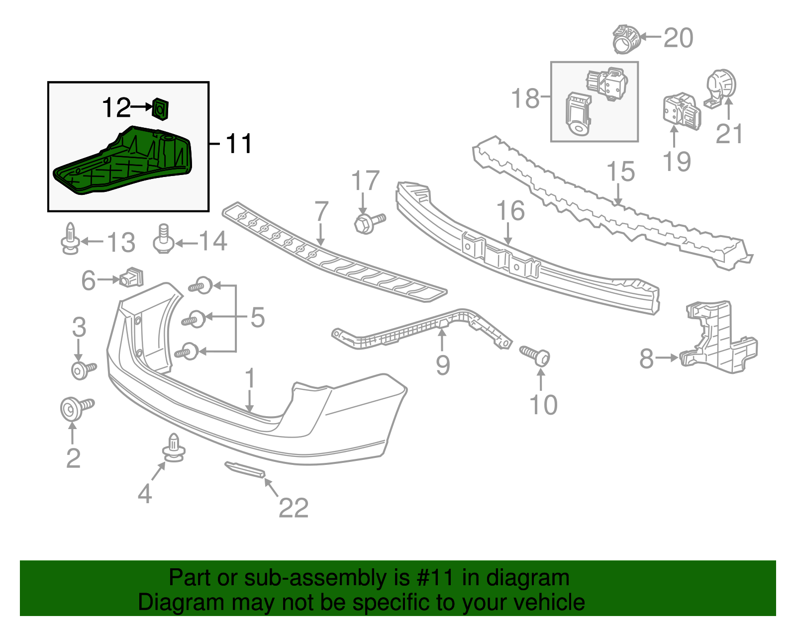 74550-TK8-A00 - 2011-2017 Honda Odyssey - Cover Rear Bumper Aero (Lower ...