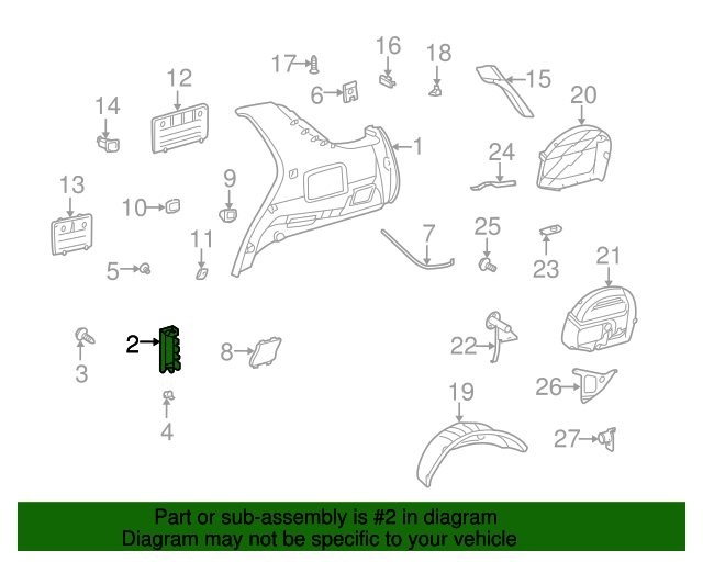 163-690-08-14 - Quarter Trim Panel Bracket 2000-2005 Mercedes-Benz ...