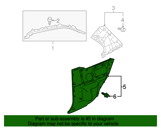2012-2014 Toyota Yaris Quarter Trim Panel 62510-52120-C0 | Toyota Parts ...
