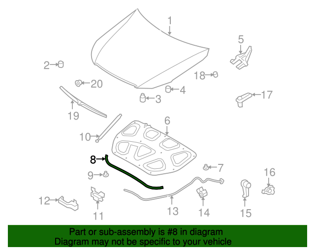 2009-2016 Hyundai Front Weather-Strip 86435-3M000 | QuirkParts