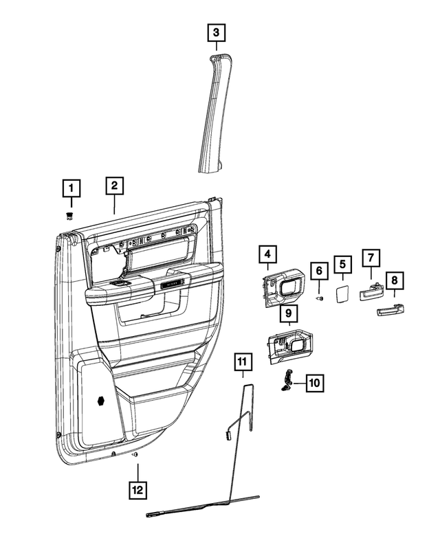 2019-2023 Ram Rear Door Trim Panel, Left 6MU291X5AA | My Mopar Parts