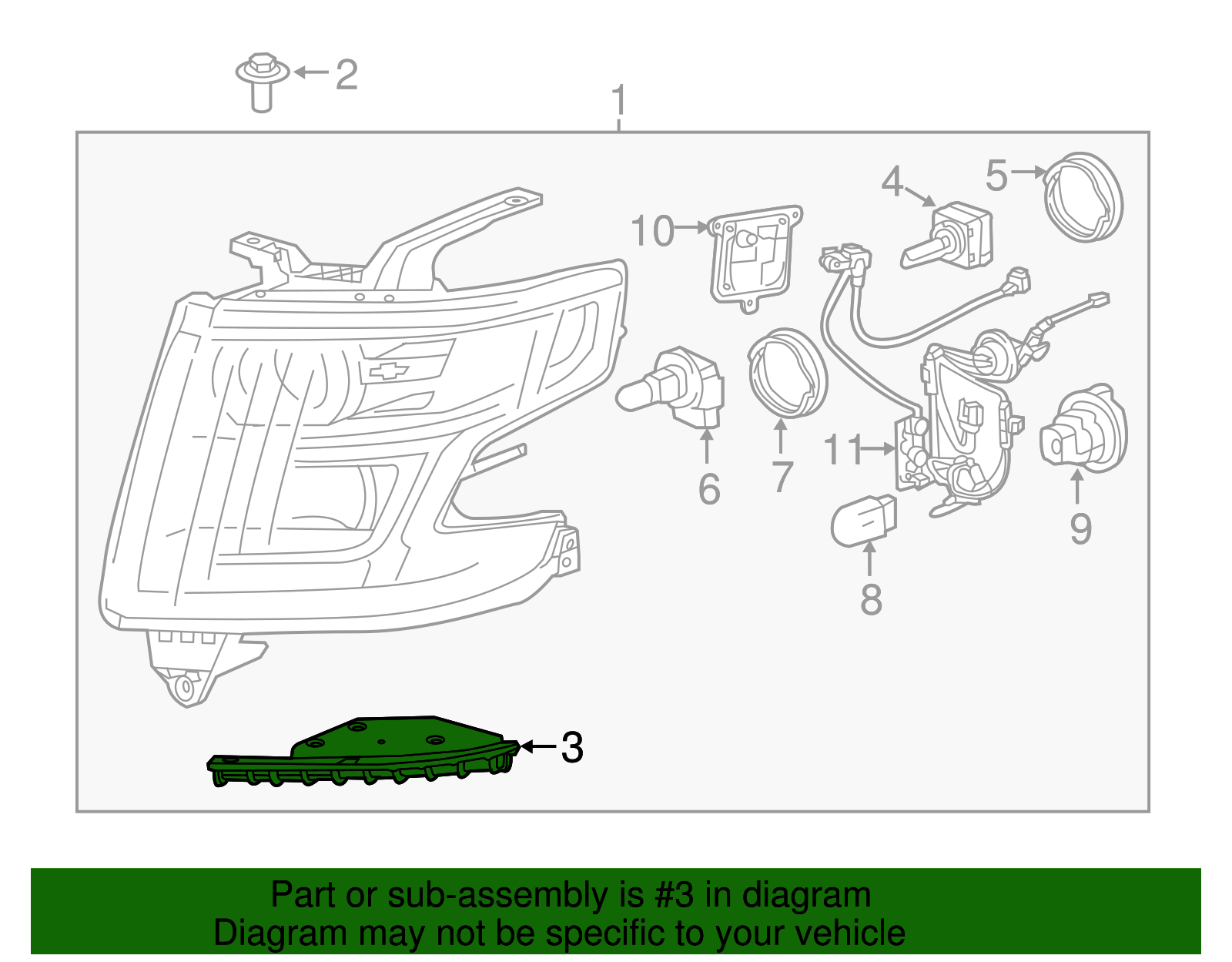 2015-2020 Chevrolet Passenger Side Headlamp and Bumper Fascia Mount ...