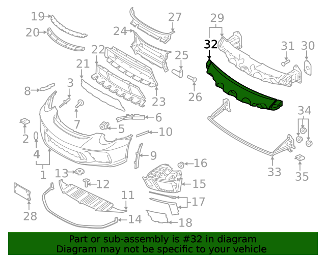991-505-777-84 - Bumper Impact Absorber 2018-2019 Porsche 911 ...