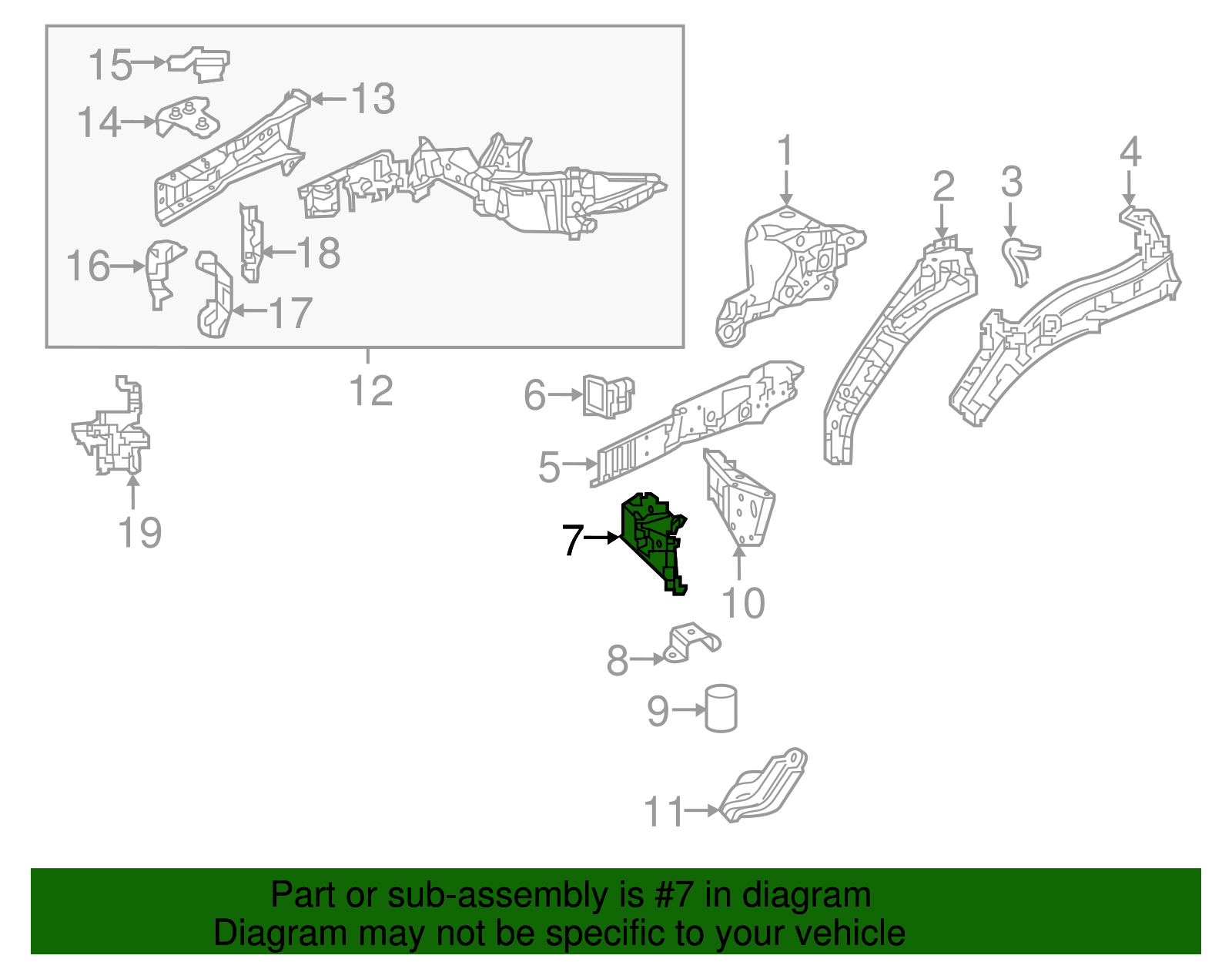 OEM 2016-2018 Honda HR-V Gusset 60945-T7W-A00ZZ | Honda Automotive Parts