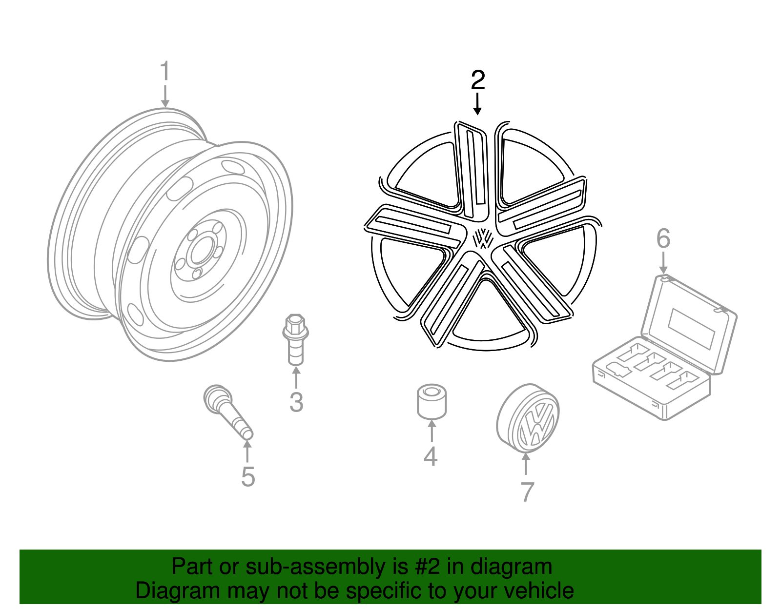 2017-2019 Volkswagen Wheel, Alloy 5G0-601-025-AJ-Z49 | VW Direct Auto Parts
