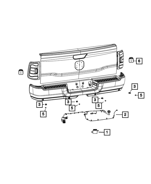 52112732AE - Rear Bumper Wiring 2019-2021 Ram | Mopar Wholesale Parts