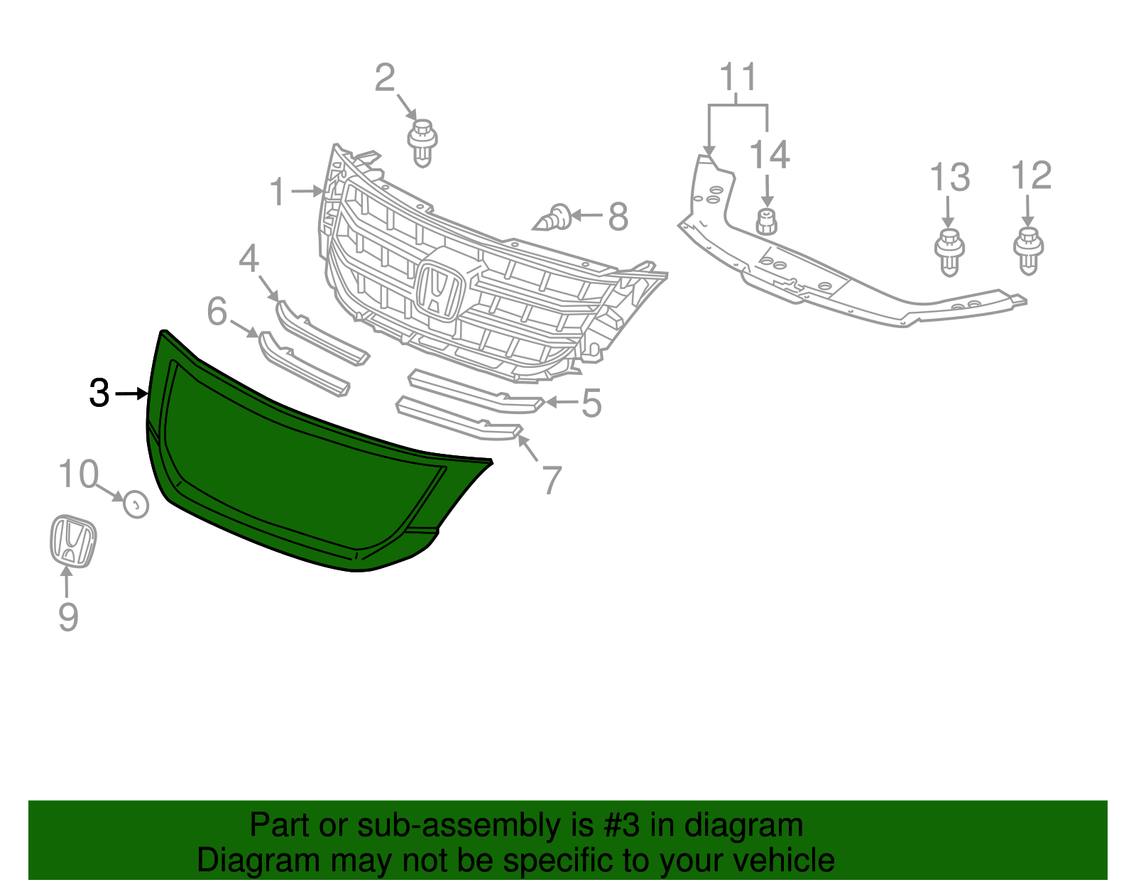 2013-2015 Honda Crosstour Grille Surround 75102-TP6-A61 | OEM Parts Online