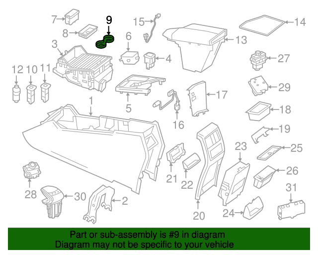 166-683-00-91 - Console Cup Holder Bezel 2016-2019 Mercedes-Benz ...
