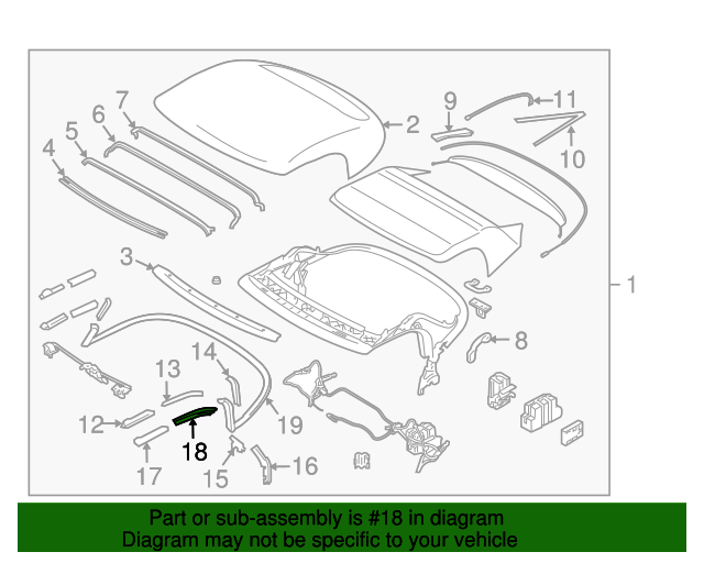 2010-2020 Nissan 370Z Weatherstrip 97172-1ET0A | Parts for Nissans
