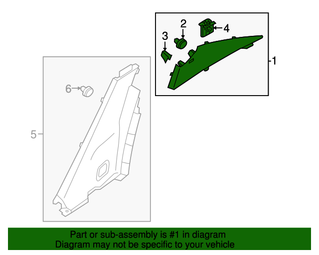 85850-H9500BF3 - Upper Quarter Trim 2018-2023 Kia Rio | Kia.Parts Store