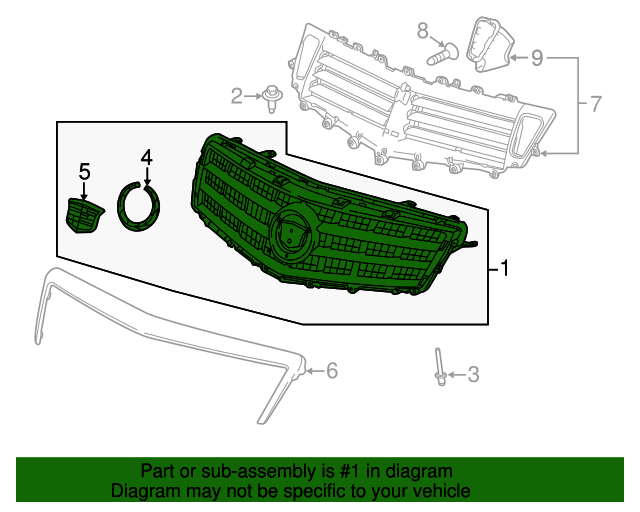 22976330 - Front Upper Grille 2013-2014 Cadillac ATS | Chevrolet Parts ...