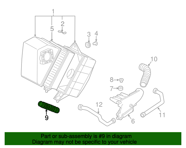 1985-2002 Volkswagen Warm Air Hose 027-129-627-E | QuirkParts