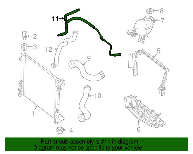 212-501-37-25 - Engine Coolant Overflow Hose 2014-2016 Mercedes-Benz E ...