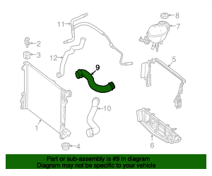204-501-34-82 - Radiator Coolant Hose 2014-2016 Mercedes-Benz E 250 ...