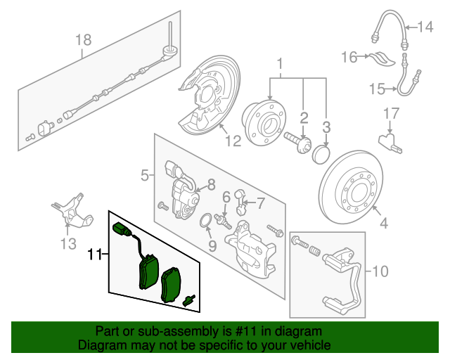 3AA-698-451-B - Brake Lining 2006-2018 Volkswagen | Volkswagen Parts ...