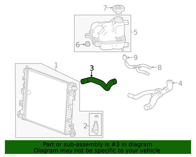2020-2022 Cadillac CT5 Radiator Inlet Hose 84637343 | GMPartsDirect.com