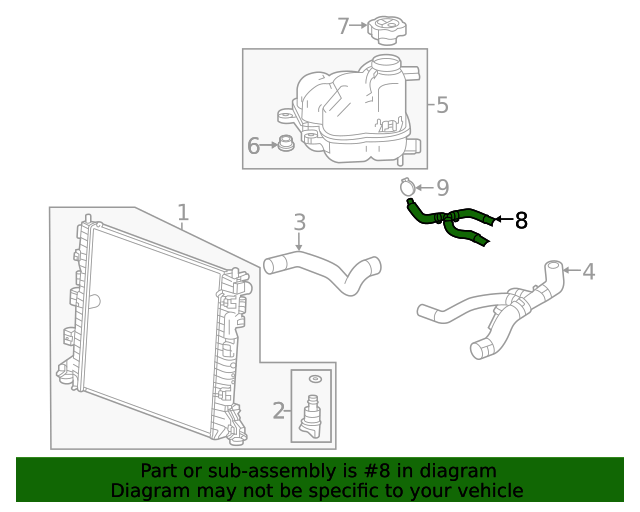 2020-2023 Cadillac CT5 Radiator Surge Tank Inlet Hose 84615570 ...