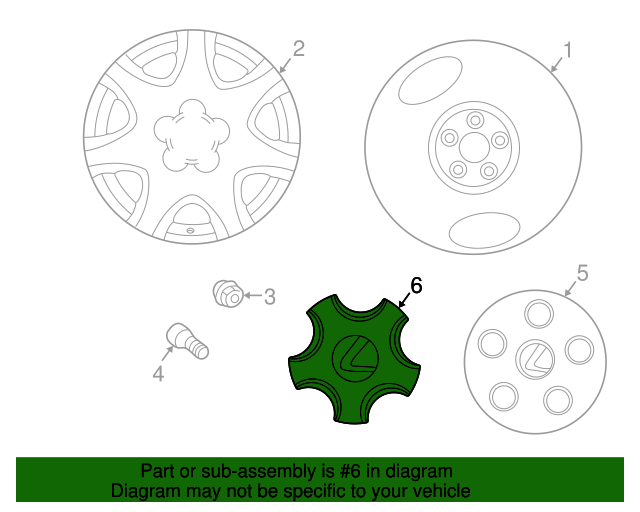 42603-50170 - Center Cap 2001-2003 Lexus LS430 | Lexus Parts Outlet