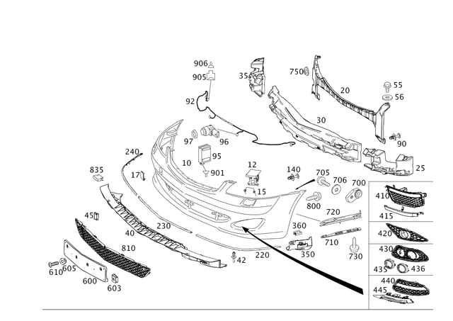 221-885-04-53 - Protective Grille 1968-2013 Mercedes-Benz | MB Parts ...