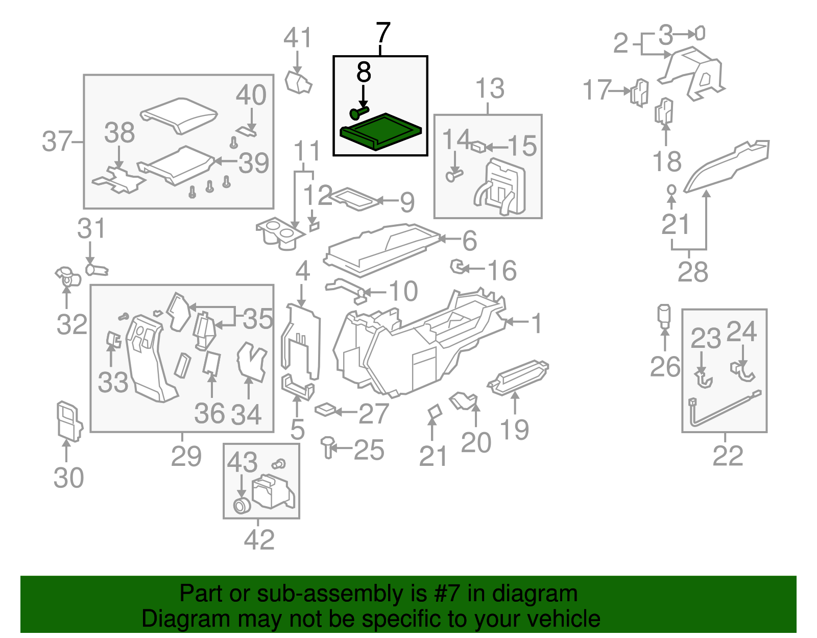 83415-S9V-A01ZA - 2003-2008 Honda Pilot - Lid Assembly Console Box ...