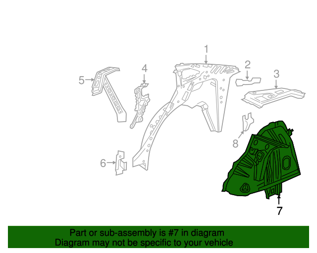 2016-2022 Chevrolet Malibu Rear Driver Side Wheelhouse Inner Panel ...