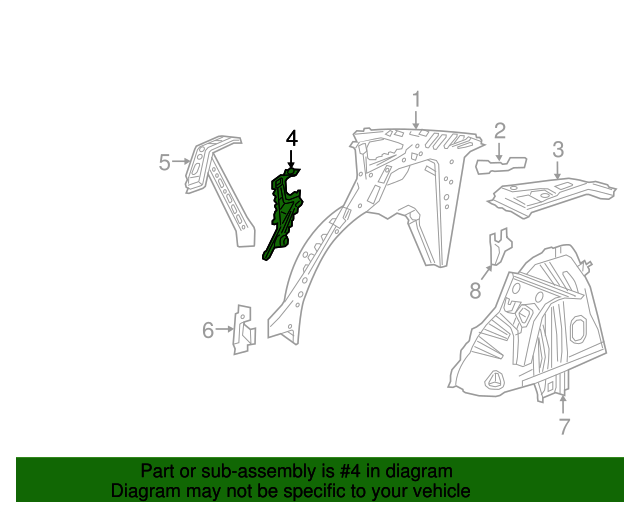 2016-2021 Chevrolet Malibu Rear Pillar Reinforced 22987030 | TascaParts.com