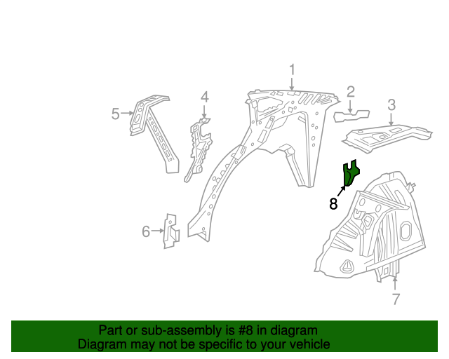 2016-2023 Chevrolet Malibu Inner Wheelhouse Bracket - Passenger Side ...