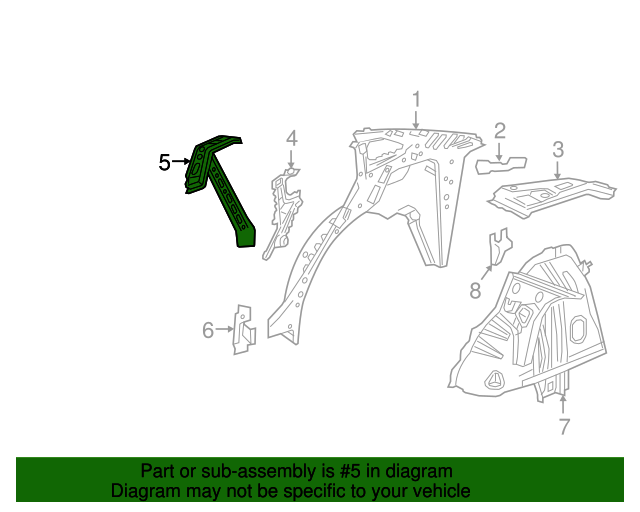 2016-2021 Chevrolet Malibu Upper Pillar Reinforced 22987768 ...