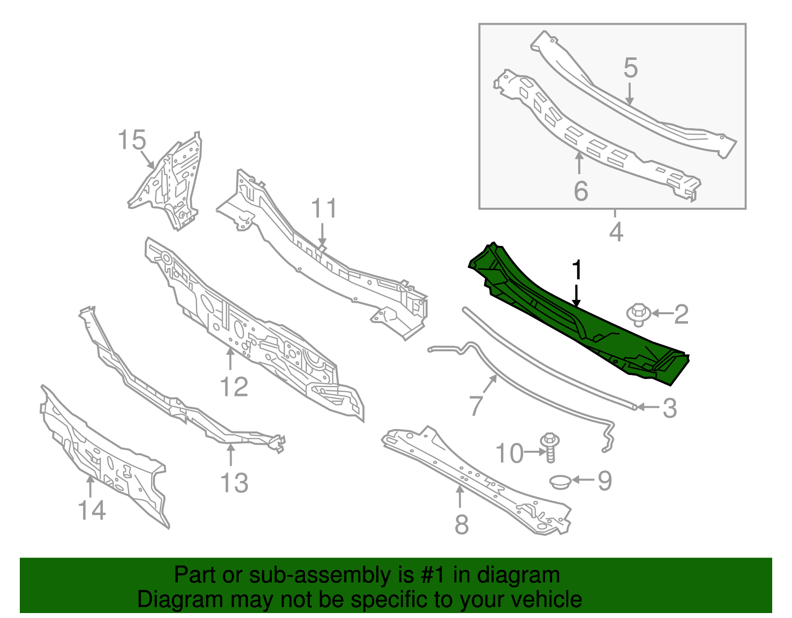 66862-5AA0B - Cowl Grille 2015-2024 Nissan Murano | Nissan Parts ...