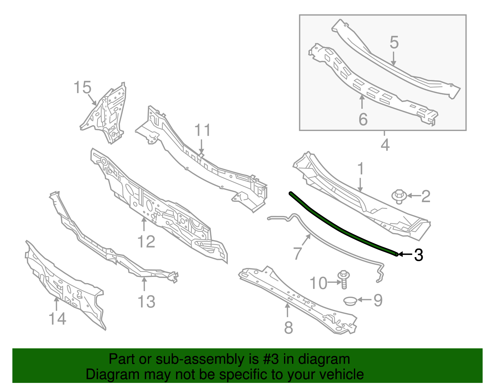 2015-2024 Nissan Murano Seal Strip 66830-5AA1B | Nissan Parts Central