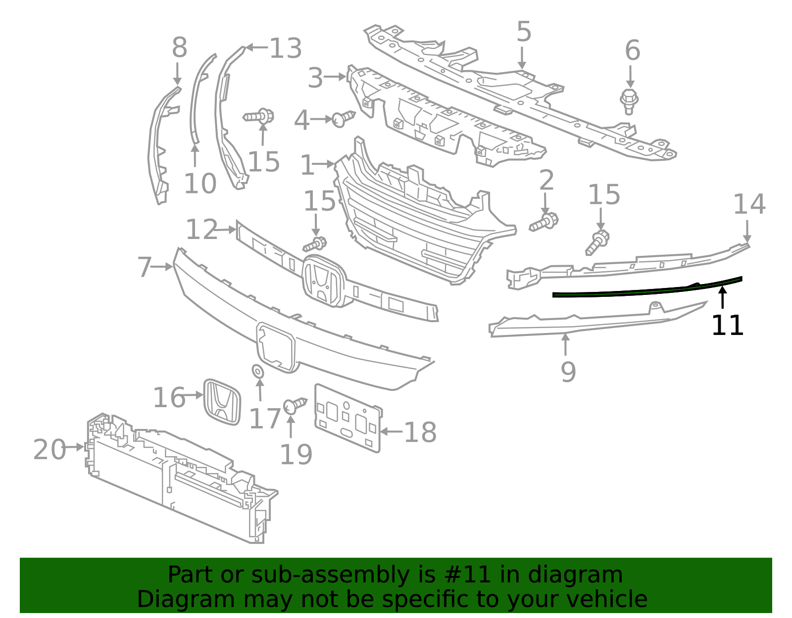 71129-TVA-A00 - Molding Extension Seal Strip 2018-2020 Honda Accord ...