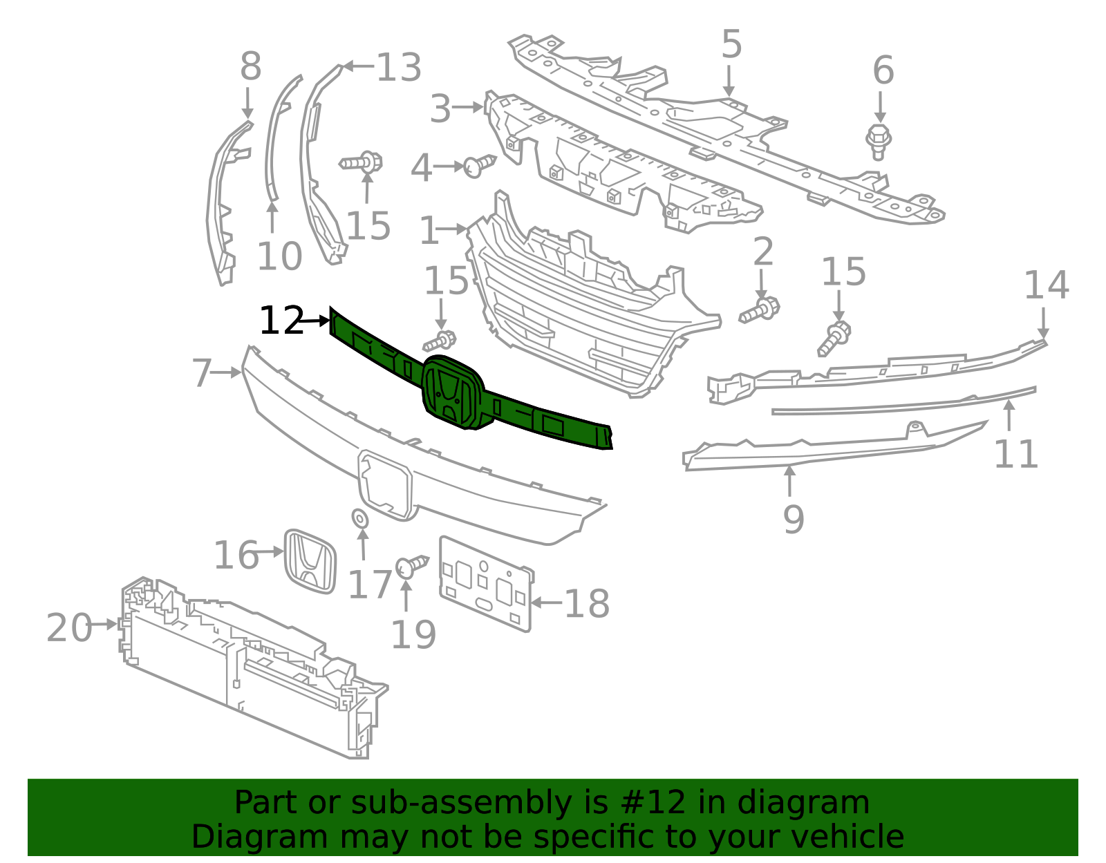 2018-2020 Honda Accord Base 71121-TVA-A01 | OEM Parts Online