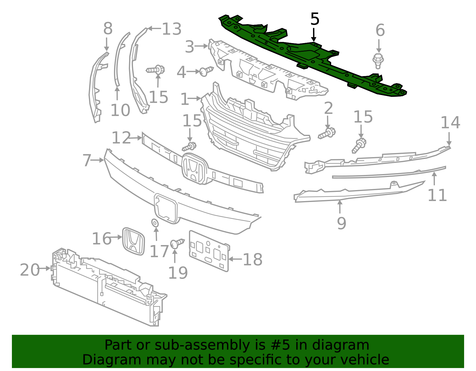 71150-TVA-A00 - Beam Front Bumper Center (Upper) - 2018-2020 Honda ...