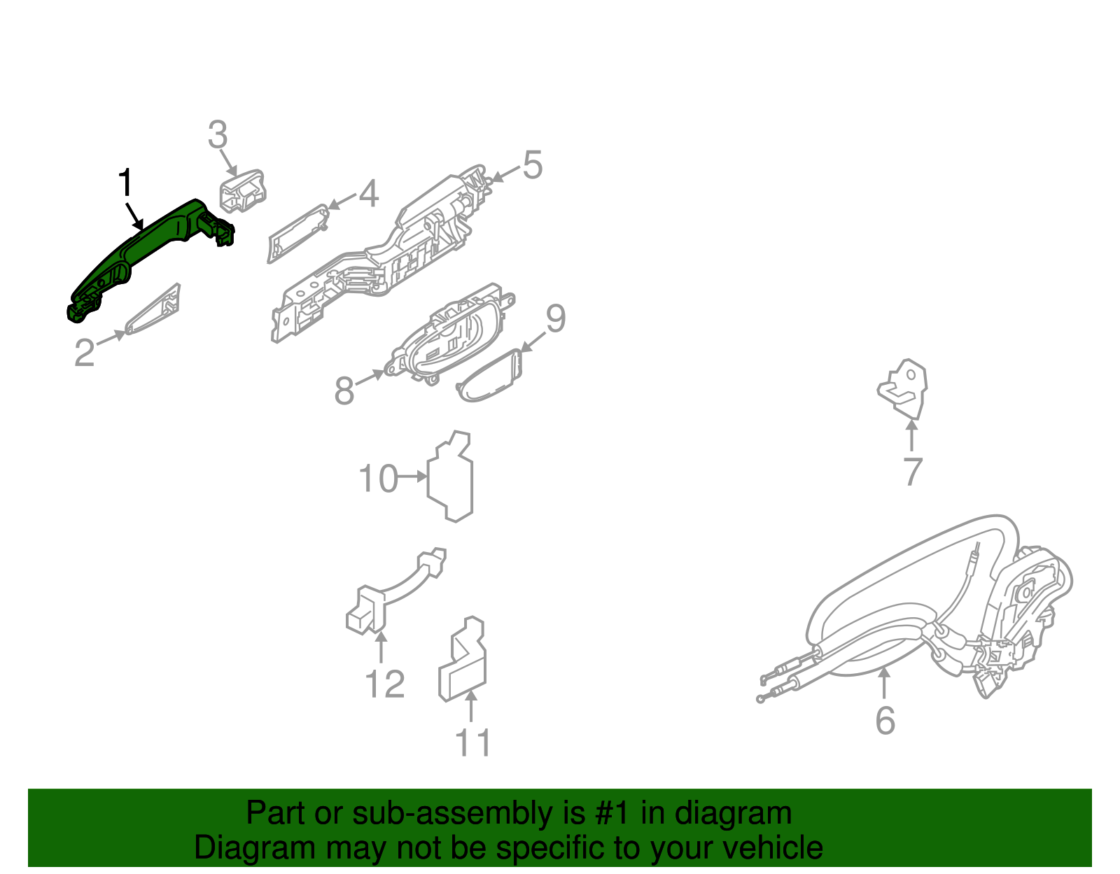 2009-2014 Nissan Handle, Outside 80640-1AA0A | Burien Nissan Parts