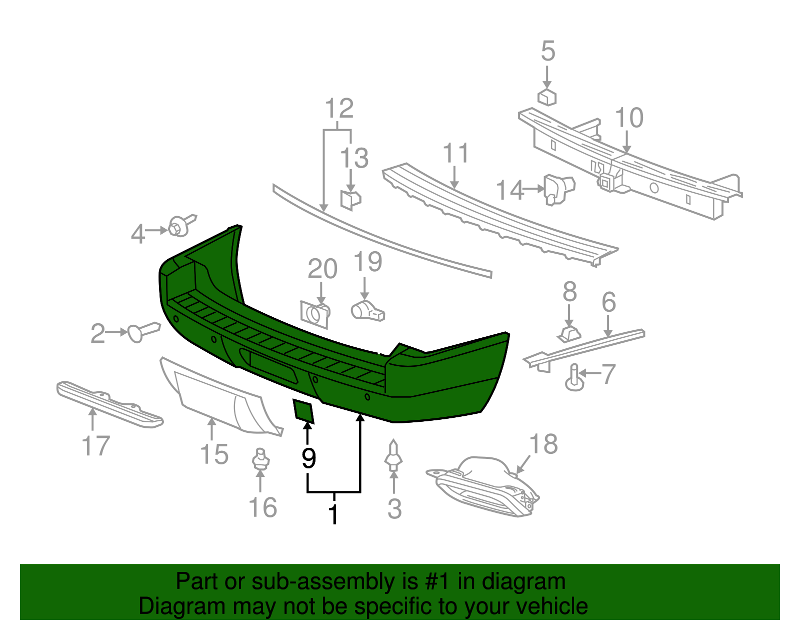 2012-2014 GM Rear Bumper Cover 22756666 | Auto Parts Express