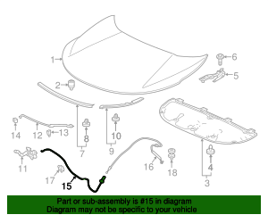 74131-TLA-A01 - Wire Assembly Hood (Front) - 2017-2020 Honda CR-V ...
