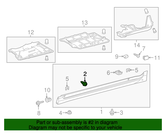 2006-2024 Lexus Rocker Molding Clip 75867-30130 | Lexus Direct parts