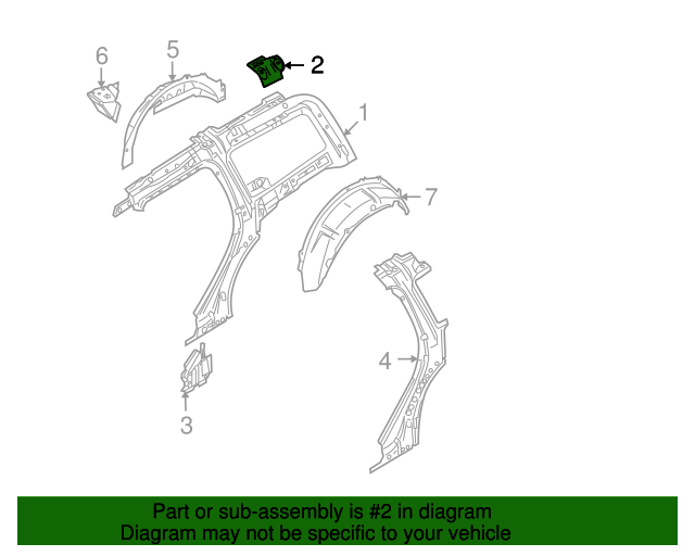 2008-2016 Volvo Inner Quarter Panel Upper Reinforced - Passenger Side ...
