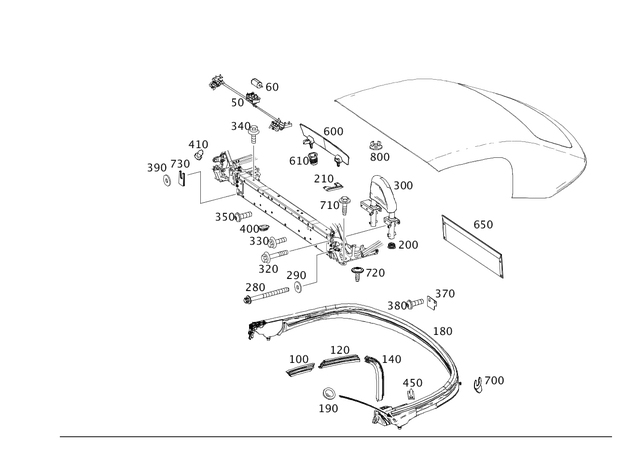 197-770-05-98 - Seal, Soft Top 2012-2015 Mercedes-Benz SLS AMG ...