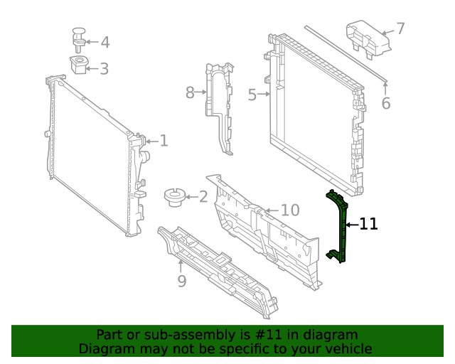 167-504-14-00 - Radiator Support Air Duct Bracket 2020-2024 Mercedes ...