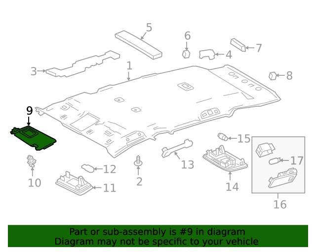 2019-2023 Toyota Sun Visor - PASSENGER SIDE 74310-0R100-B0 | Toyota ...