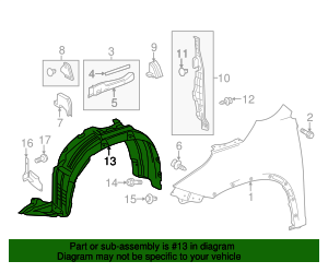 2014-2019 Toyota Highlander Fender Liner 53805-0E120 | Toyota of Des ...