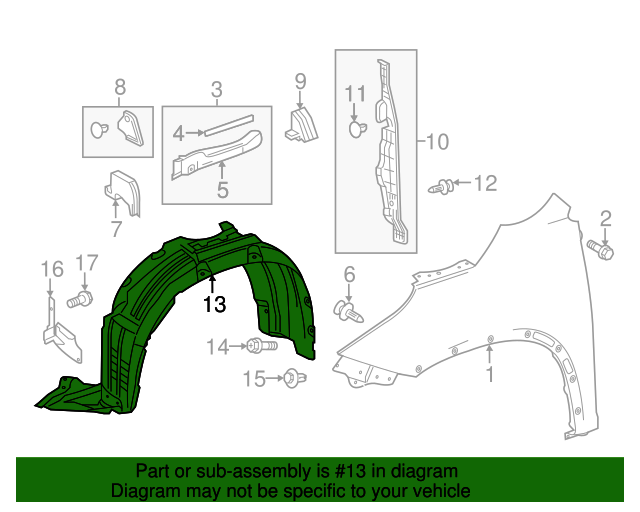 2014-2019 Toyota Highlander Fender Liner 53806-0E110 | OEM Parts Online