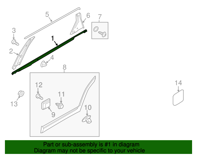 83210-C5000 - Belt Molding 2016-2020 Kia Sorento | Kia.Parts Store