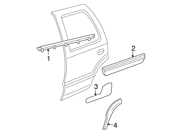 2000-2004 Chevrolet Tahoe Driver Side Rear Door Molding 88944485 ...