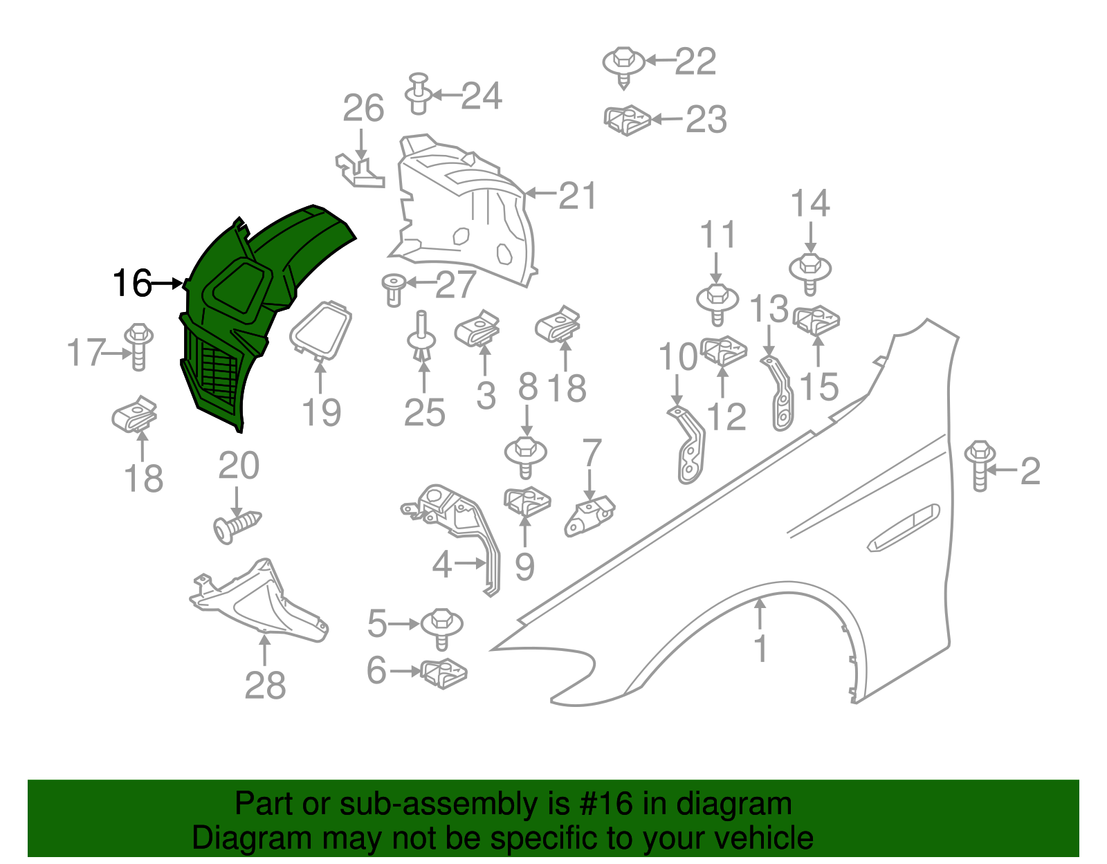 51717186727 - 2011-2016 BMW Ft Fender Liner (51-71-7-186-727) | BMW of ...