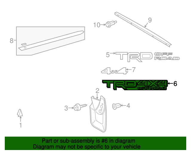 75996-0C080-A3 - Truck Bed Decal (Left, Right, Rear) - 2016-2023 Toyota ...
