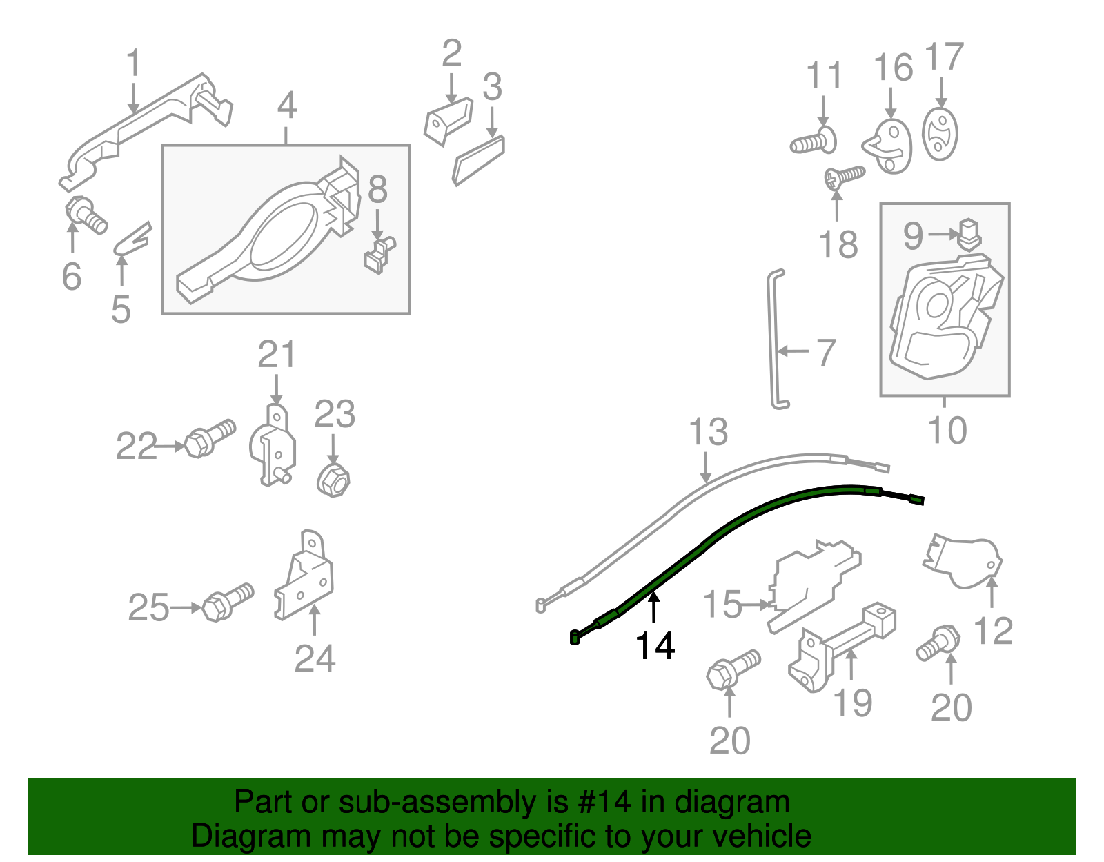 2011-2024 Mitsubishi Outlander Sport Door Latch Cable 5745A379 | Retail ...