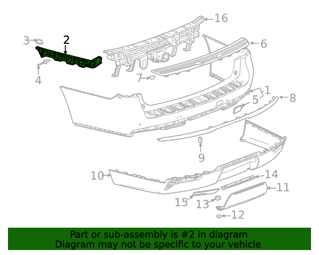 2021-2024 GM Passenger Side Rear Bumper Fascia Guide 84856701 GM ...